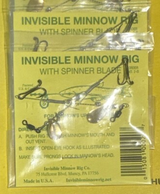 2 Packs Duty’s Invisible Minnow Rig With Spinner 4 Total Pieces No. 2B ...