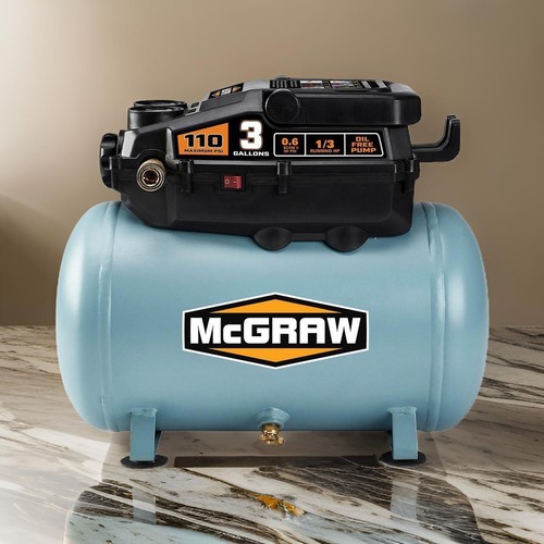 3 Gallon 110 PSI Oil-Free Portable Electric Hot Dog Air Compressor Tool ...