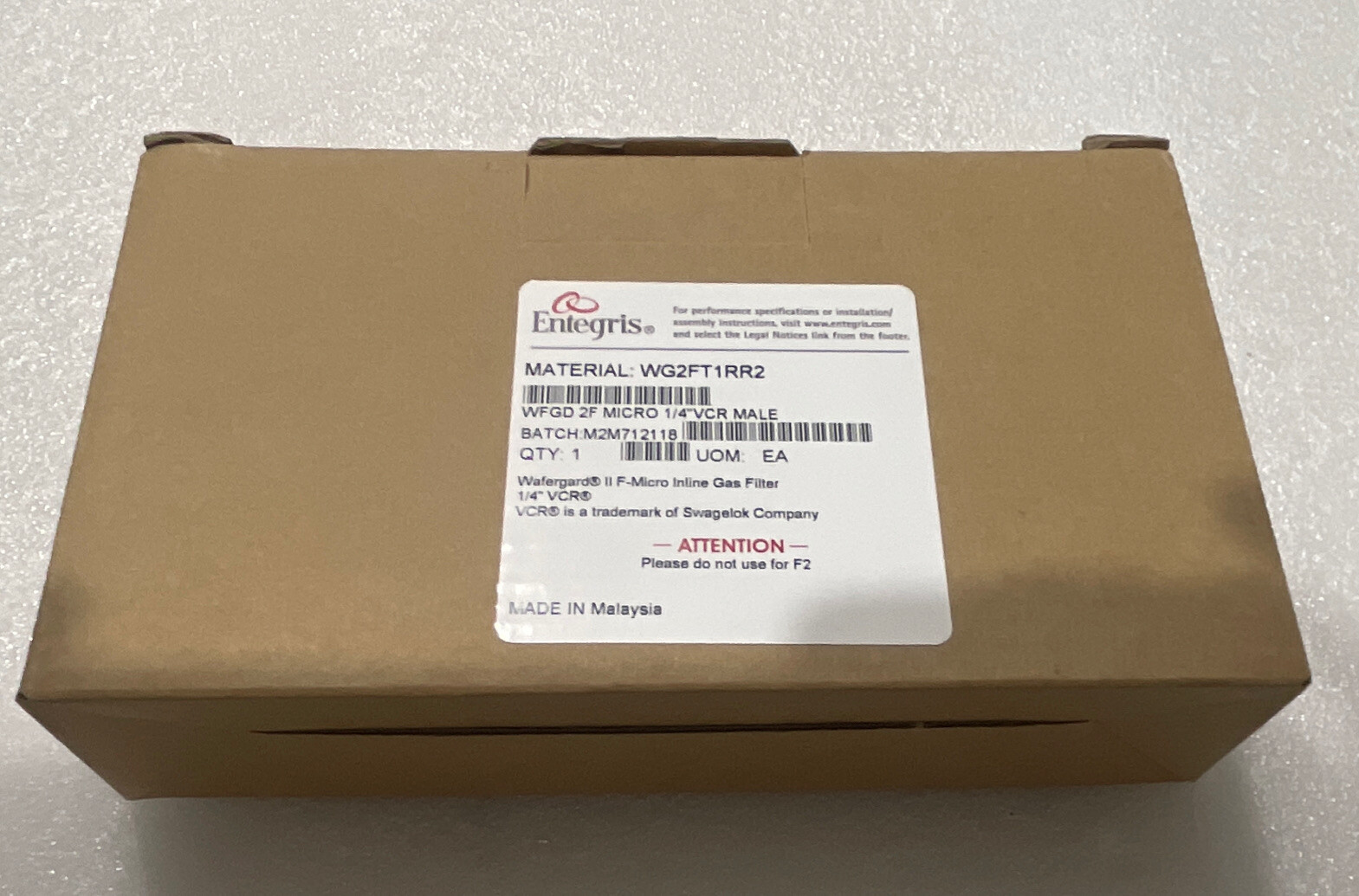 Entegris WG2FT1RR2, Gas Filter WFGD2F MIRCO 1/4" VCR, Male, new in ...