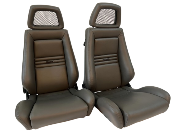 PAIR OF Used AUTHENTIC RECARO LX Grey Leather Net Headrest seats RACING ...