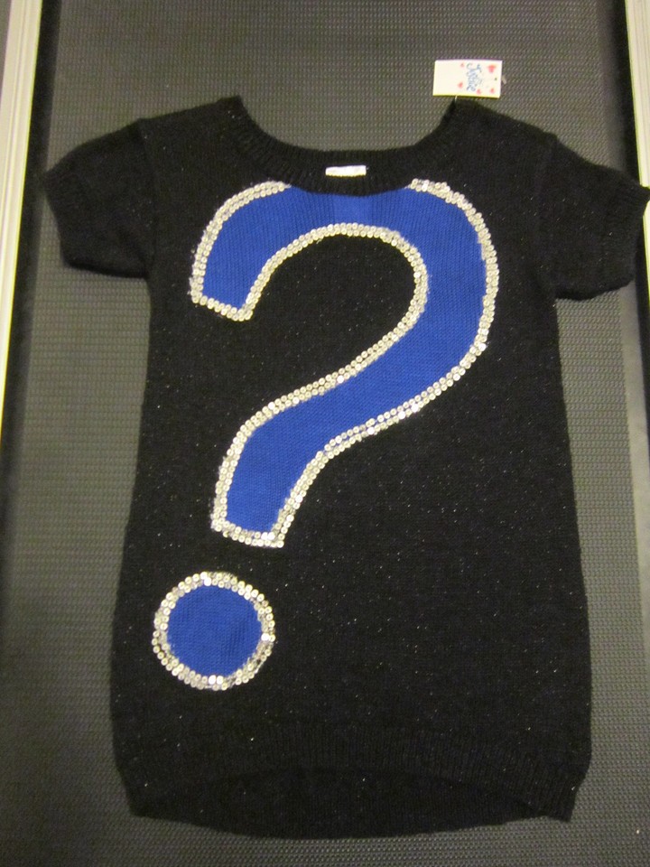 NEW Justice Brand Sequin Sweater Sz 8 Sparkly Question Mark Sweater NWT ...