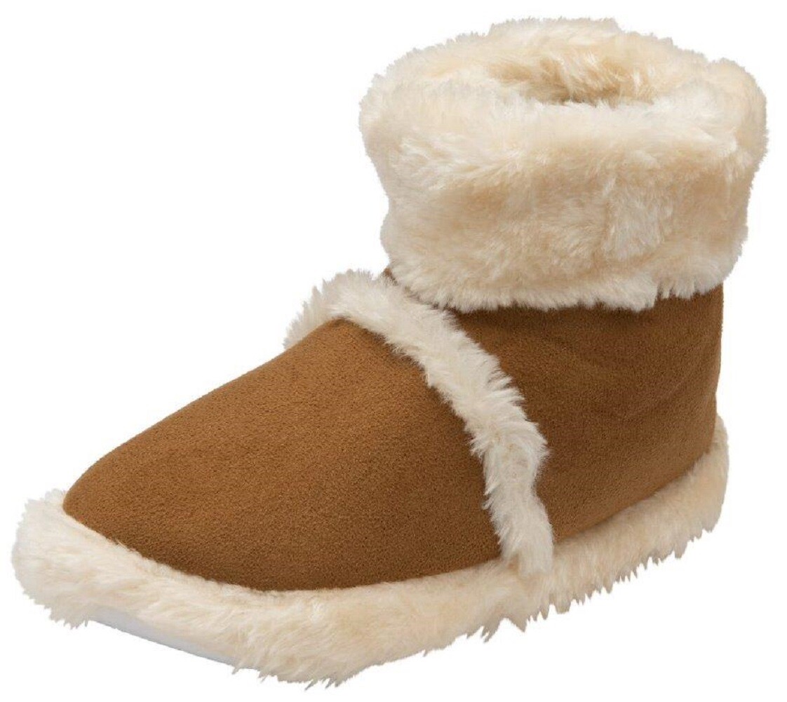 Dunlop Womens Boot Slippers Bootie Faux Fur Lining Warm Soft Comfort ...