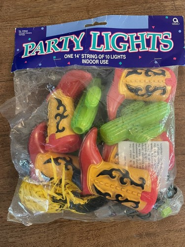 PARTY LIGHTS- cowboy, boot, cactus, 10 String lights, 14 Ft Western ...