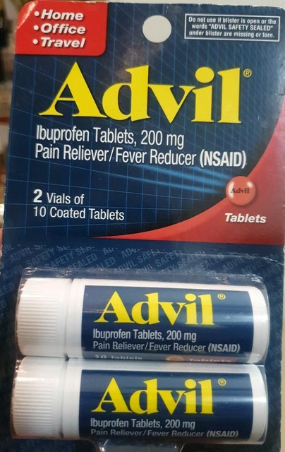 Advil Ibuprofen Tablets 200mg Pain Reliever/fever Reducer 2 Vials of 10 ...