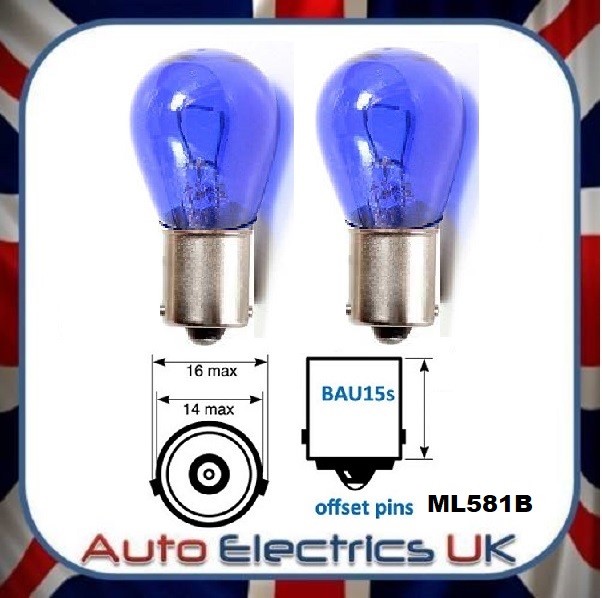 SET OF 10 BRAND NEW BLUE 12V PY21W BAU15S 581 OFFSET INDICATOR LIGHT ...
