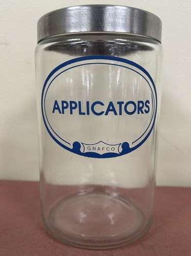 Vintage Grafco Apothecary Glass Jar w/ Lid Doctor Medical Applicators ...