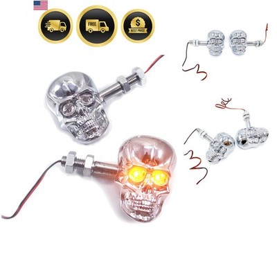 Motorcycle Turn Signal Light Amber LED Skull Head Chrome 10mm Screw | eBay