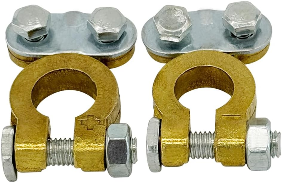Brass Battery Terminal Connector Clamps, Top Post Battery Terminals Set ...