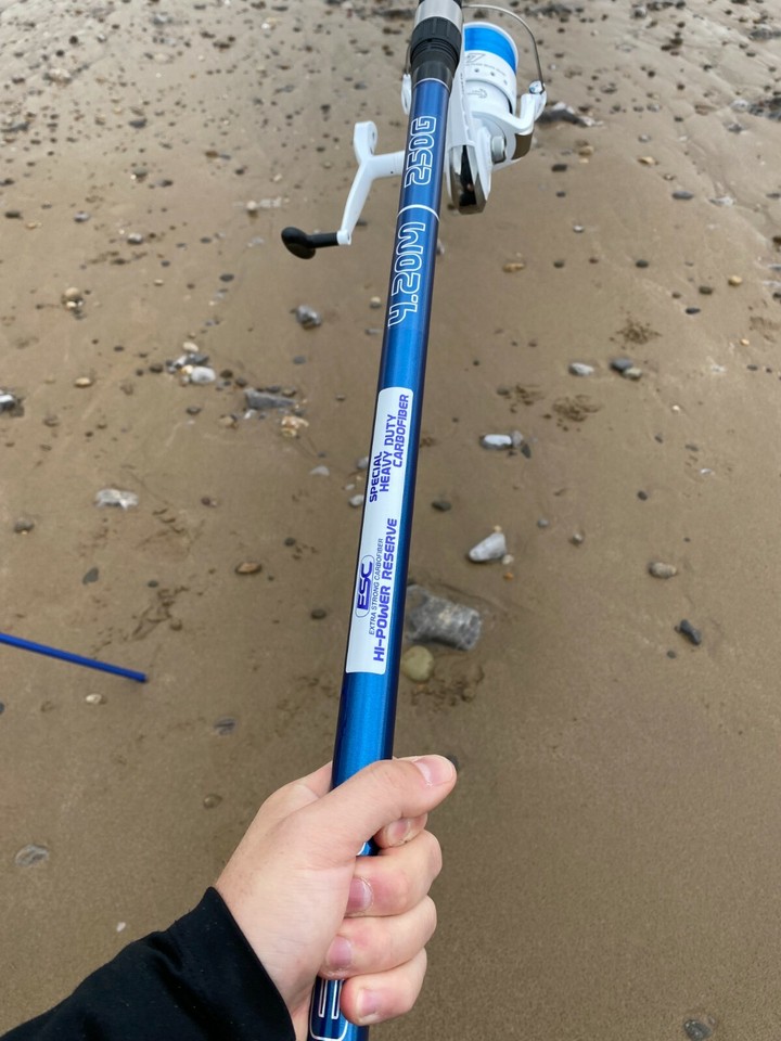 1 x 14FT Beach Caster Sea Fishing BLUE Ocean Rod + 1 x Shizuka 7000 SEA ...