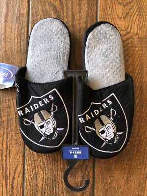 NFL Raiders Team Slippers Slip on House Shoes Foco Mens Medium 9-10 | eBay