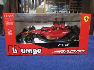 1:43 Bburago F1 Ferrari 2021 Shell F1-75 #55 Carlos Sainz Formula 1 ...