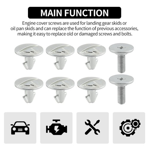 8pcs Silver Bolt Lower Engine Cover Pin Screw Aluminum Alloy Fit For ...