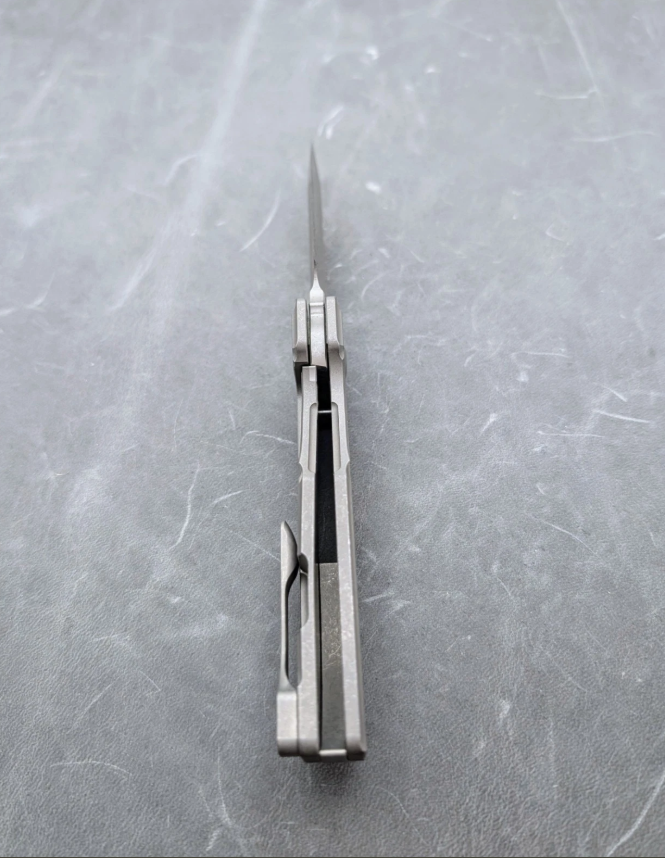 Jason Stout Knife and Tool "Snappy Boi" Milled Titanium, M390 Dark Bead ...