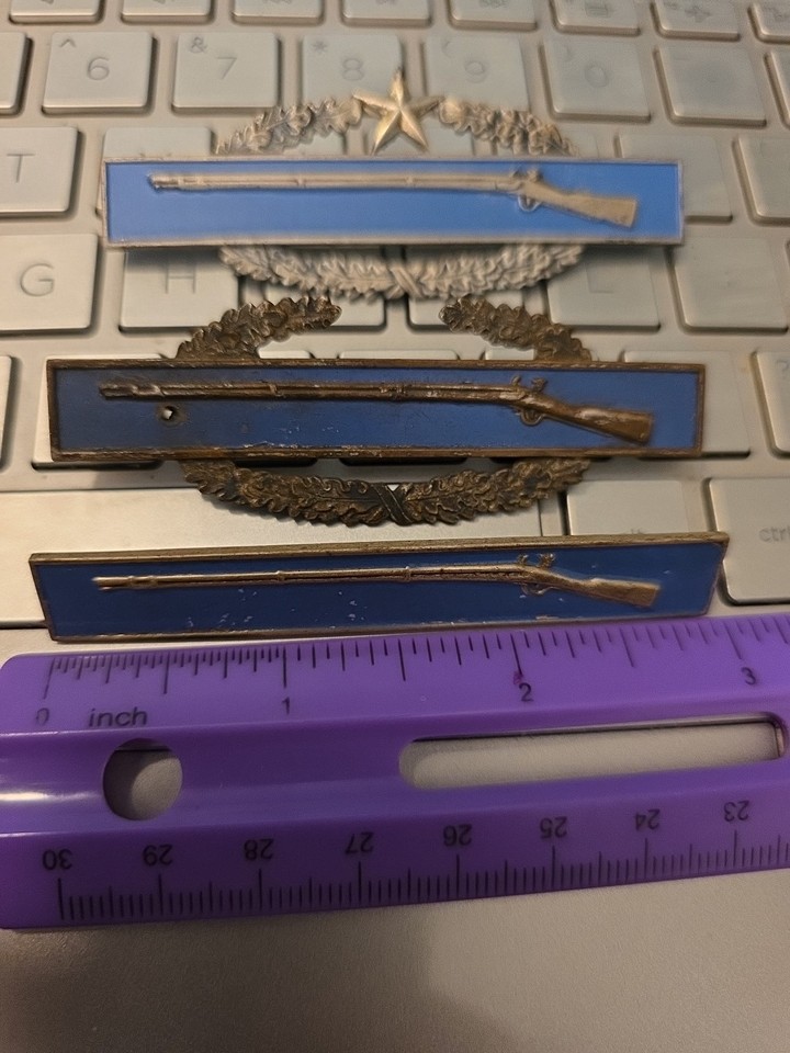 3-Sterling Silver ARMY Combat Badges CIB W/Star -CIB Standard-Expert ...