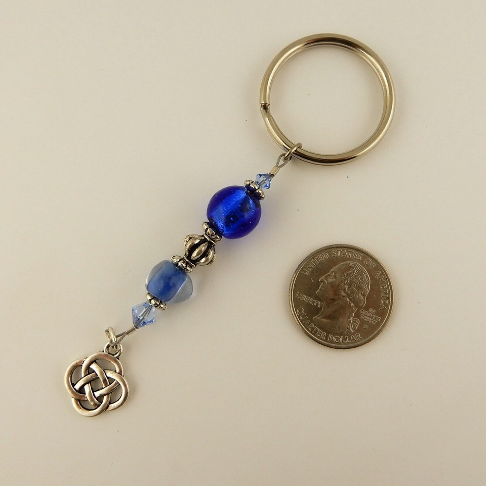 Artisan Irish Celtic Knot Keychain, Glass & Crystal beaded your choice ...