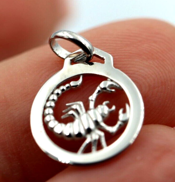 Genuine Small 12mm Sterling Silver 925 Scorpio Zodiac Pendant / Charm ...