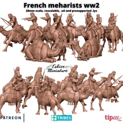 Eskice Miniatures WW2 French Meharists Camel Cavalry Bolt Action WWII ...