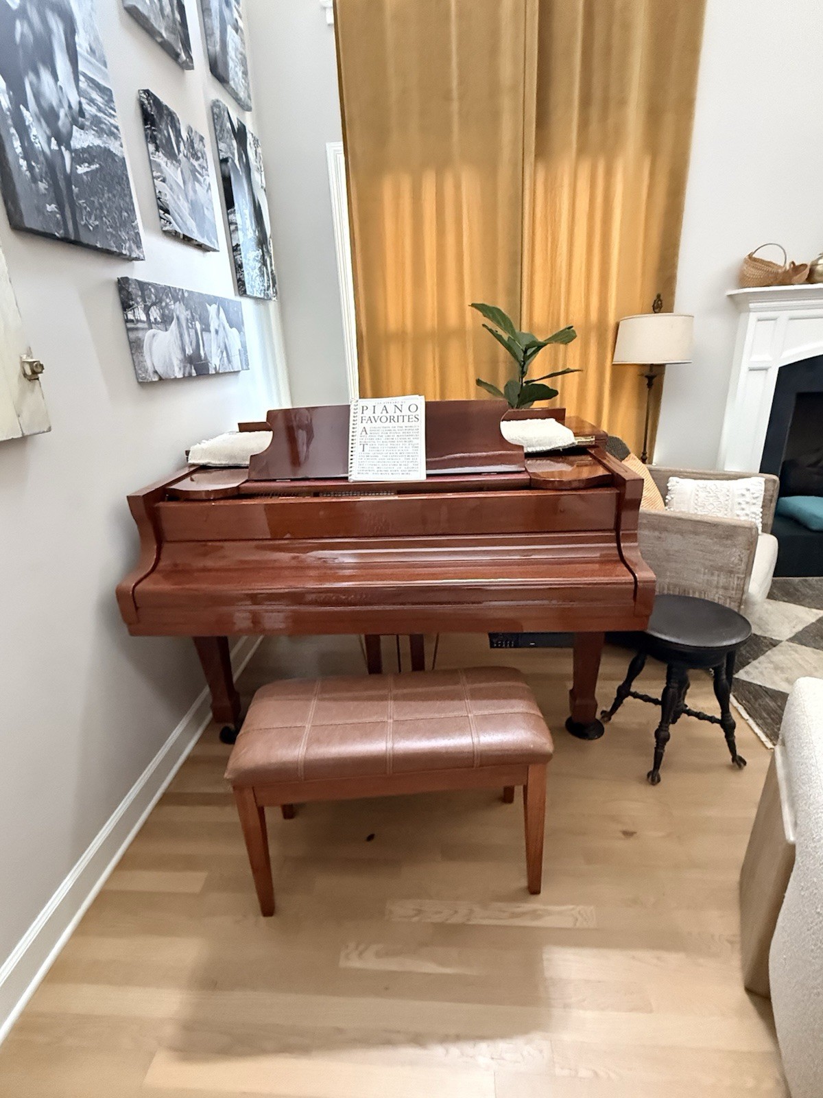 Schafer & Sons Baby Grand Piano 88 Keys Brown Walnut Finish w/ Bench | eBay