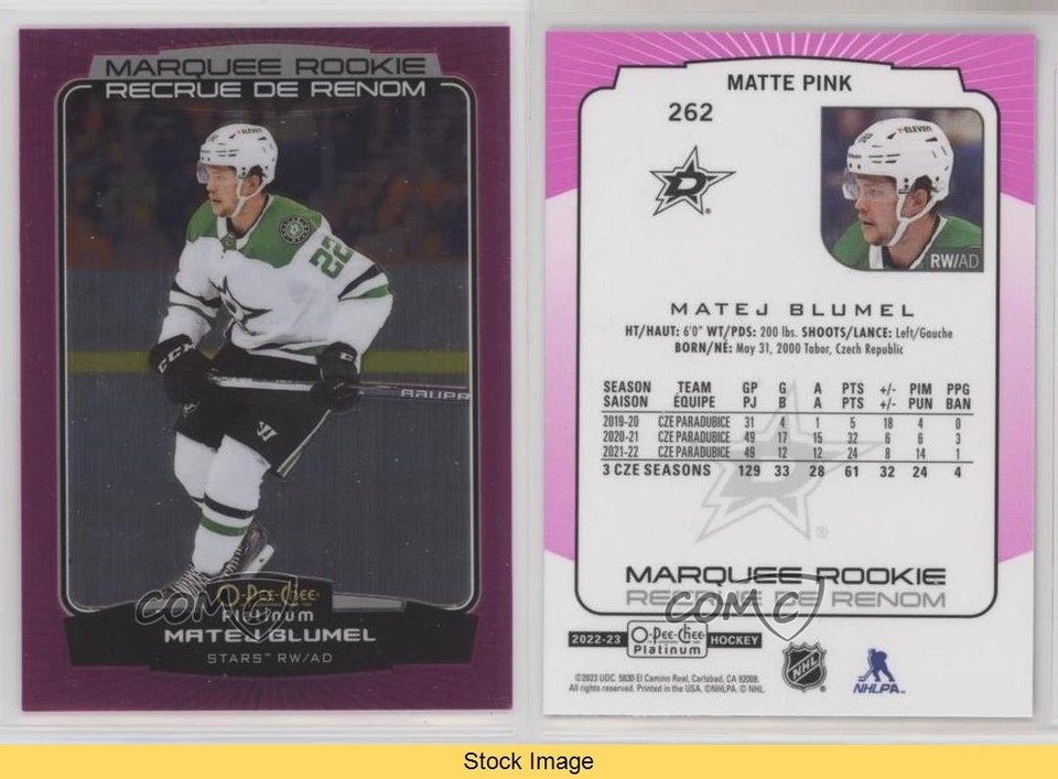2022 O-Pee-Chee Platinum Marquee Rookies Matte Pink Matej Blumel #262 ...