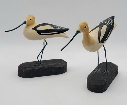 2 Miniature Avocet Birds By Thomas Hansen Wood Carved Thos Hansen ...