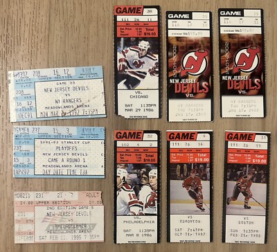 New Jersey Devils Lot of 9 Ticket Stubs - 1986 87 88 92 93 95 02 NHL ...