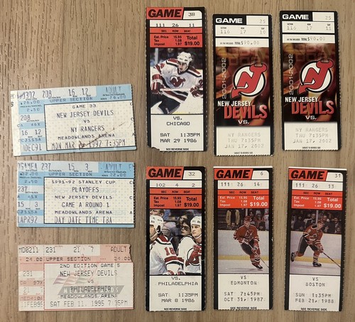 New Jersey Devils Lot of 9 Ticket Stubs - 1986 87 88 92 93 95 02 NHL ...