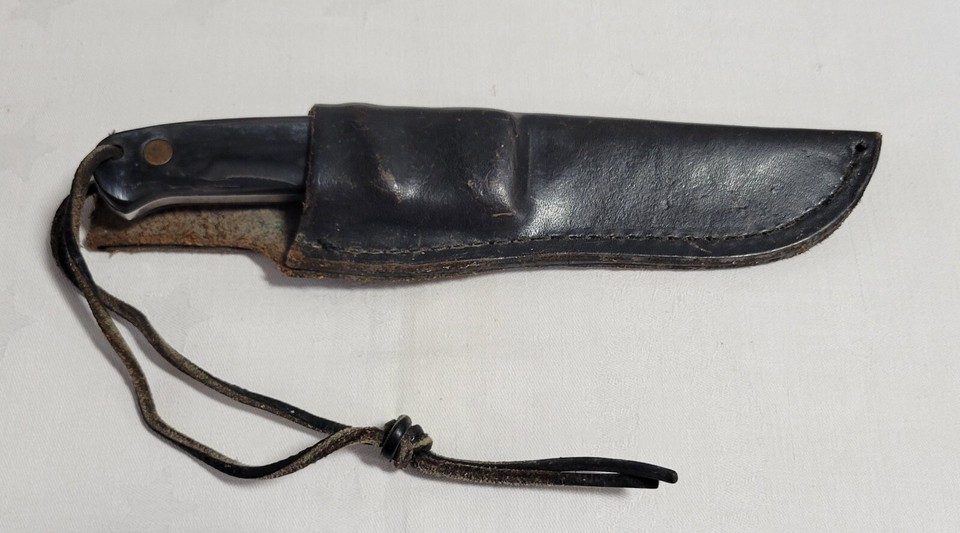 VINTAGE SCHRADE + PH1 FIXED BLADE SMALL HUNTING SKINNING KNIFE W/SHEATH ...