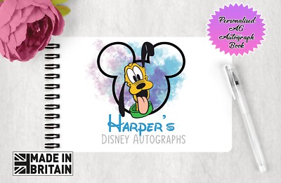 Personalised Disney Autograph Book Pluto Disneyland World Autograph ...