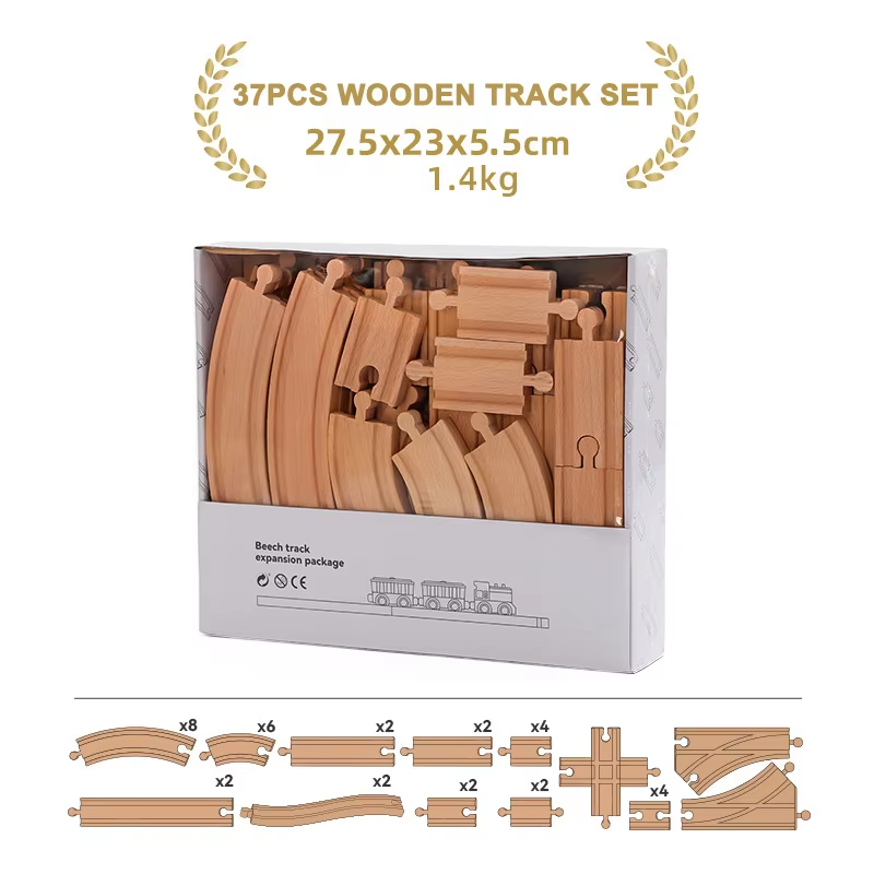 Wooden Train Track Set Toy Railway Expansion Pack for Kids Gift 10-57 ...