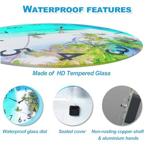 Outdoor Clock Waterproof - Beach Coastal Theme Nautical Blue Wall ...