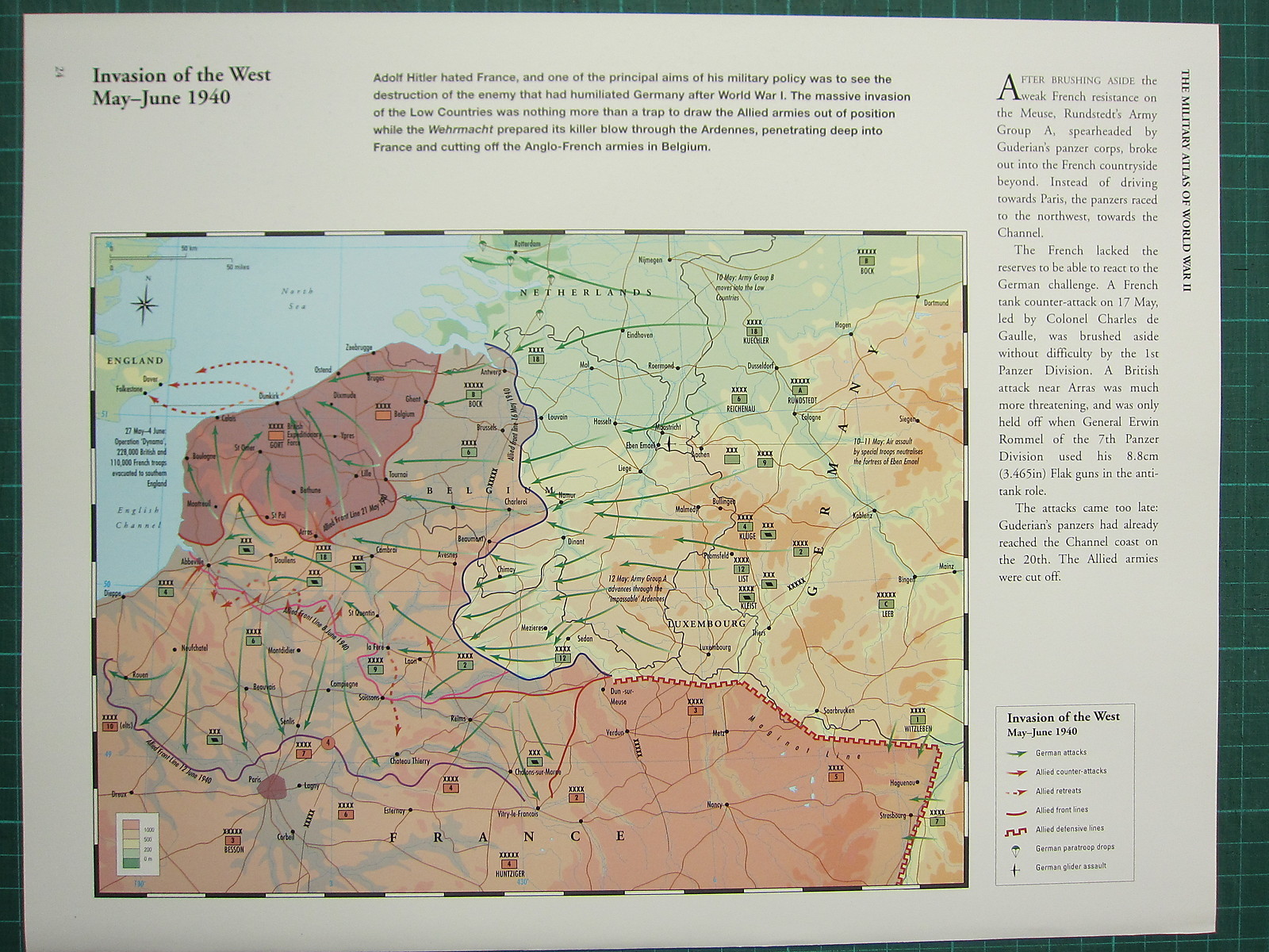 WW2 WWII Carte ~ Bataille Plan Invasion Of The West ~ May-Hune 1940 ...