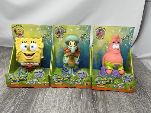 Set of 3 Talking SpongeBob 5" Figures 2000 SpongeBob, Patrick Squidward ...