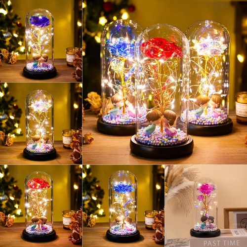 Eternal Rose LED Light Foil Flower In Glass Cover Night Lights ...
