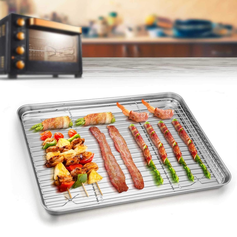 Baking Sheet with Rack Set Stainless Steel Cookie Sheet Baking Pans ...