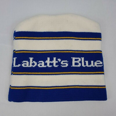 Labatts Blue Beer Toque Vintage Canadian Winter Hat Ski Knit Cap Beanie ...