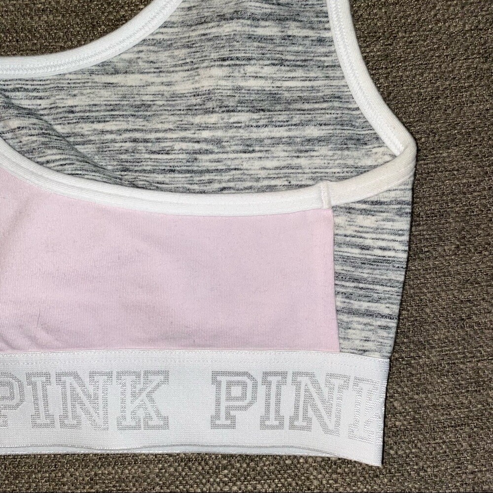 PINK Victoria's Secret Pink grey logo sports bra - Gem