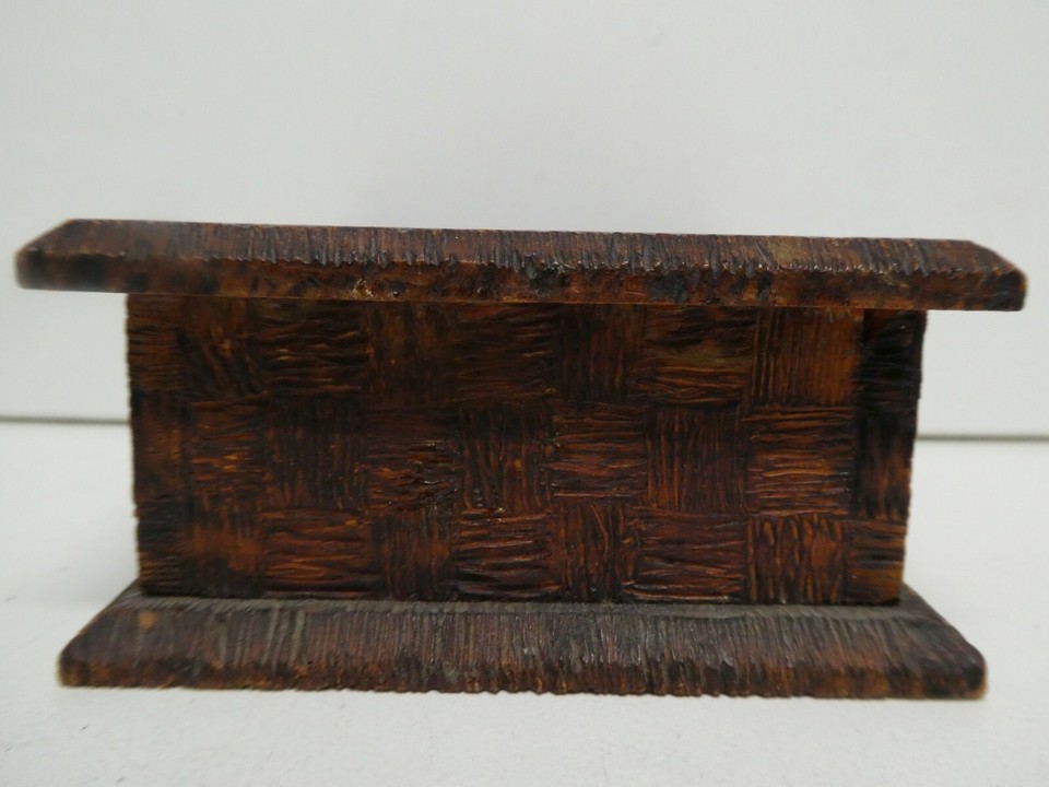 VINTAGE POKER WORK TIMBER CIGAR BOX CIGARETTE CARDS TRINKET JEWELLERY ...