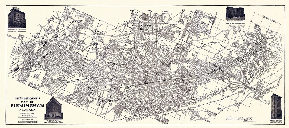 Old Map Of Birmingham Al Birmingham Bernard Sleigh | The Old Map