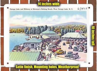 Metal Sign - New York Postcard - Caroga Lake and Midway at Sherman's ...