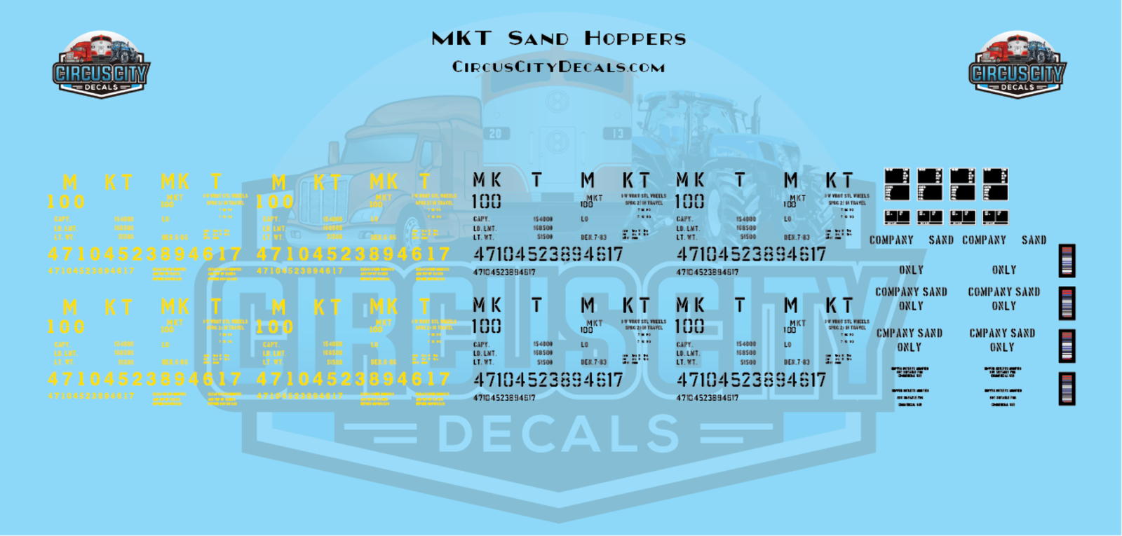 MKT Missouri Kansas Texas Railroad Sand Hopper Decal Set HO 1:87 Scale ...