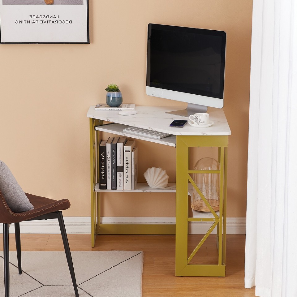 Triangle Corner Computer Desk Small Spaces Home Office Desk Laptop Work ...