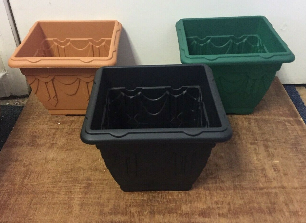 Square Plastic Plant Pots Sets of 2 - 3 Colours 4 Sizes 20cm 30cm 38cm ...
