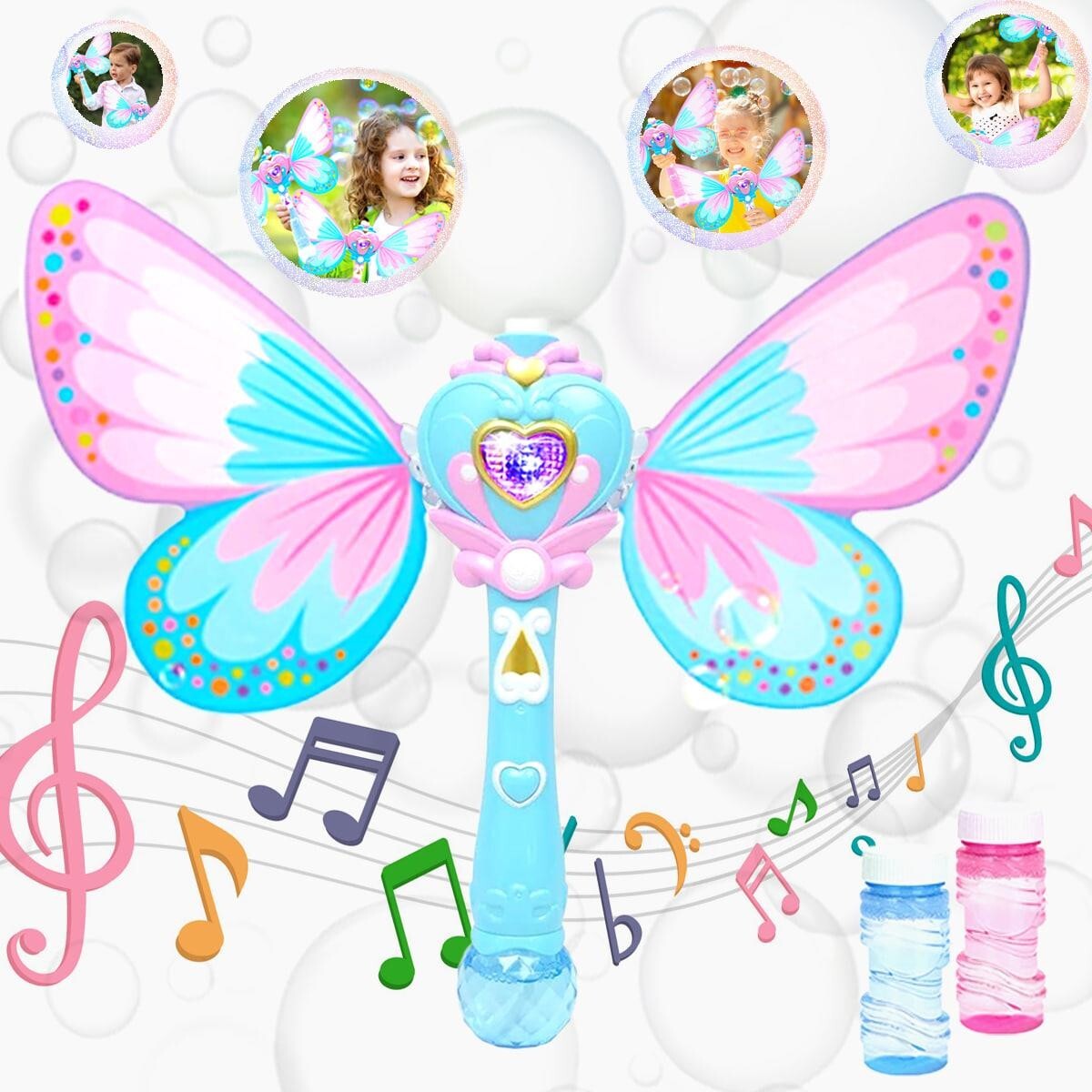 Bubble Fairy Wand with Light Music Safe Leak-Proof Magic Bubble Blower ...