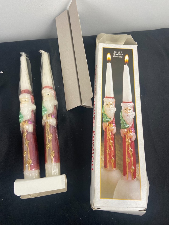 Set of 2 Rustic Santa Candlesticks Father Christmas Candle Holders ...