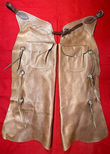 #222 3A WESTERN COWBOY BATWING CHAPS HEAVY LARGE W/ POCKETS FROM ...