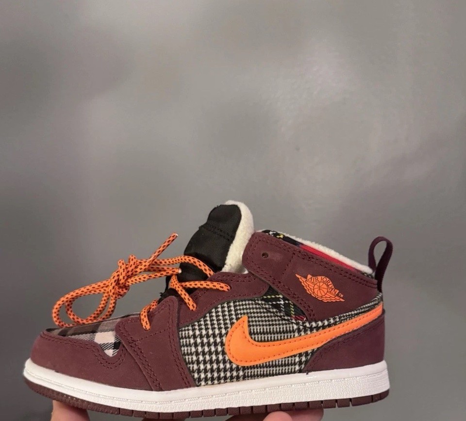 NIKE AIR JORDAN 1 MID SE (TD) NIGHT MAROON-TOTAL ORANGE SZ 10c | eBay