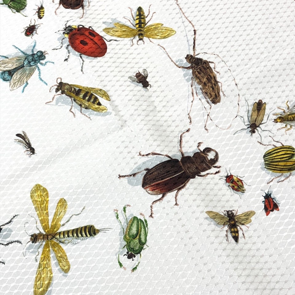 Rare!! HERMES Silk Scarf Les Insectes Bug Insect France 90 White x ...