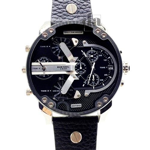 Diesel DZ7313 Black Leather Band Mr.Daddy Oversized Chronograph Men's ...