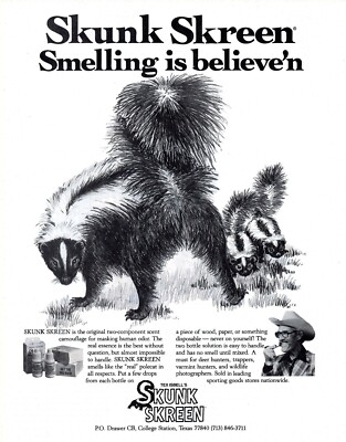 VINTAGE 1982 SKUNK SKREEN SCENT HUNTING CAMOFLAGE PRINT AD | eBay