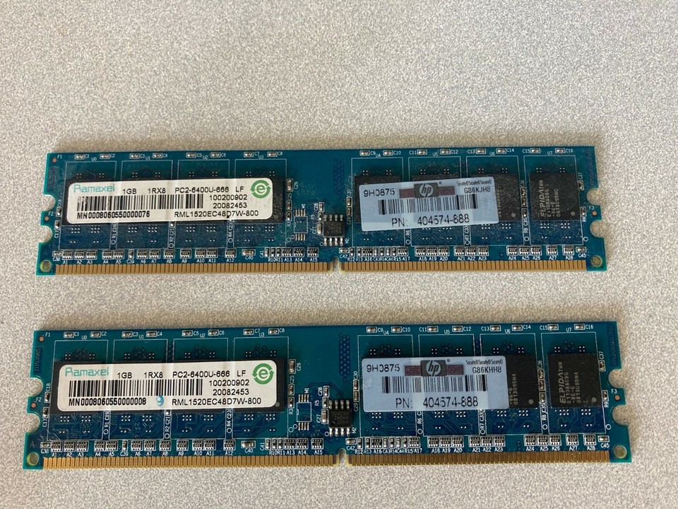 2 x Ramaxel RML1520EC48D7W-800 1GB 1Rx8 PC2-6400U-666 LF Memory RAM | eBay
